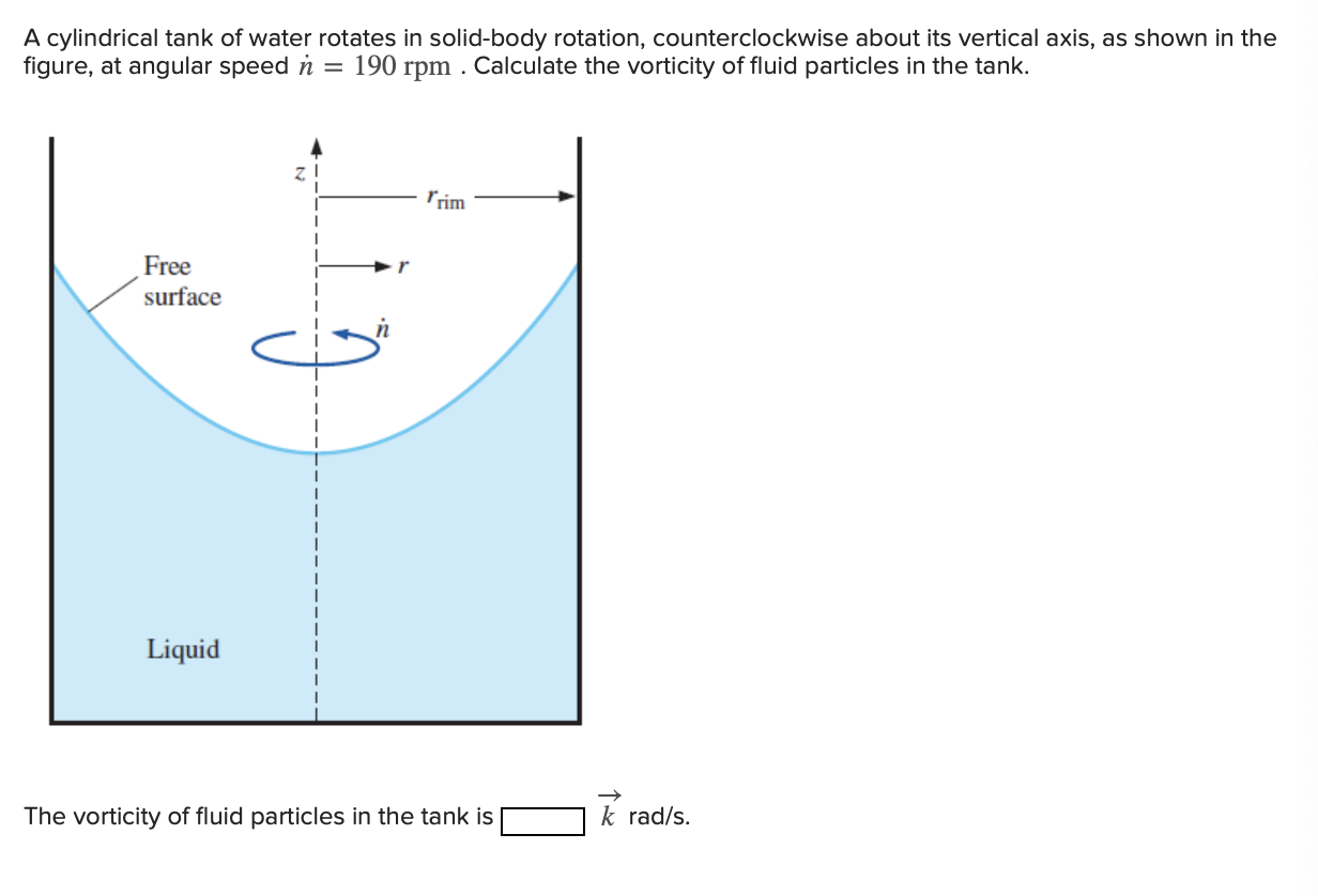 [Solved] A cylindrical tank of water rotates in solid - body rotation ...