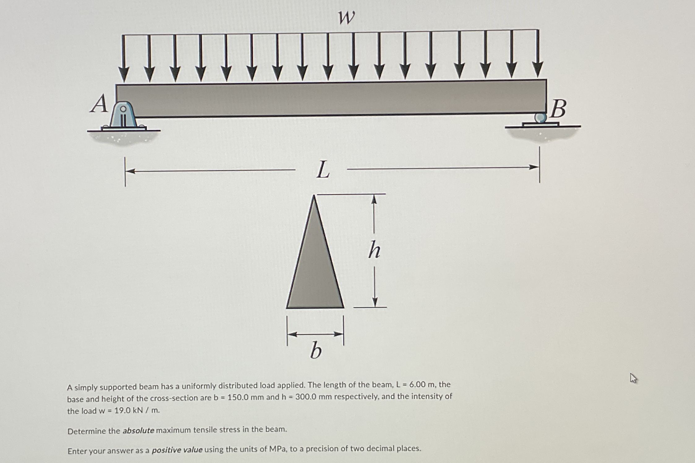 [SOLVED] A simply supported beam has a uniformly distributed load ...
