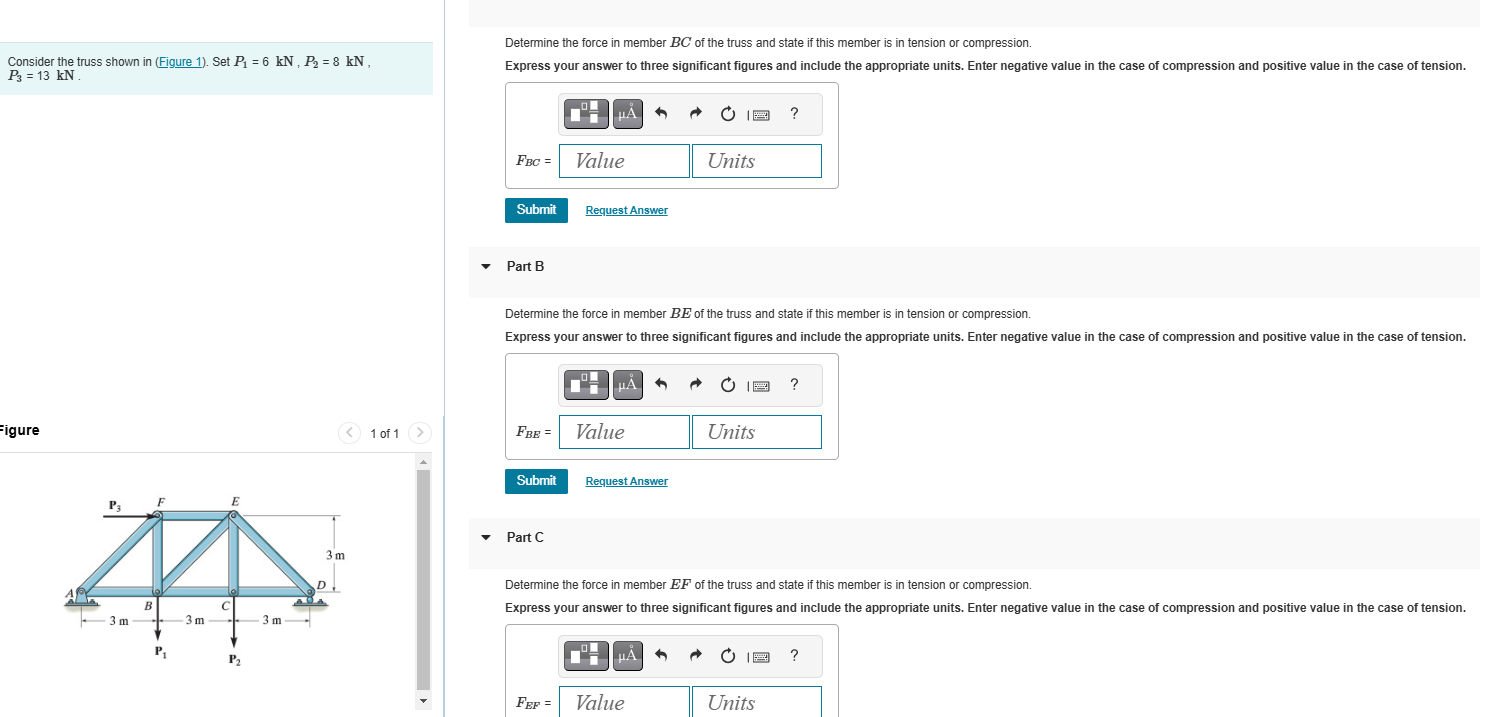 [SOLVED] Consider the truss shown in ( Figure 1 ) . Set | SolutionInn