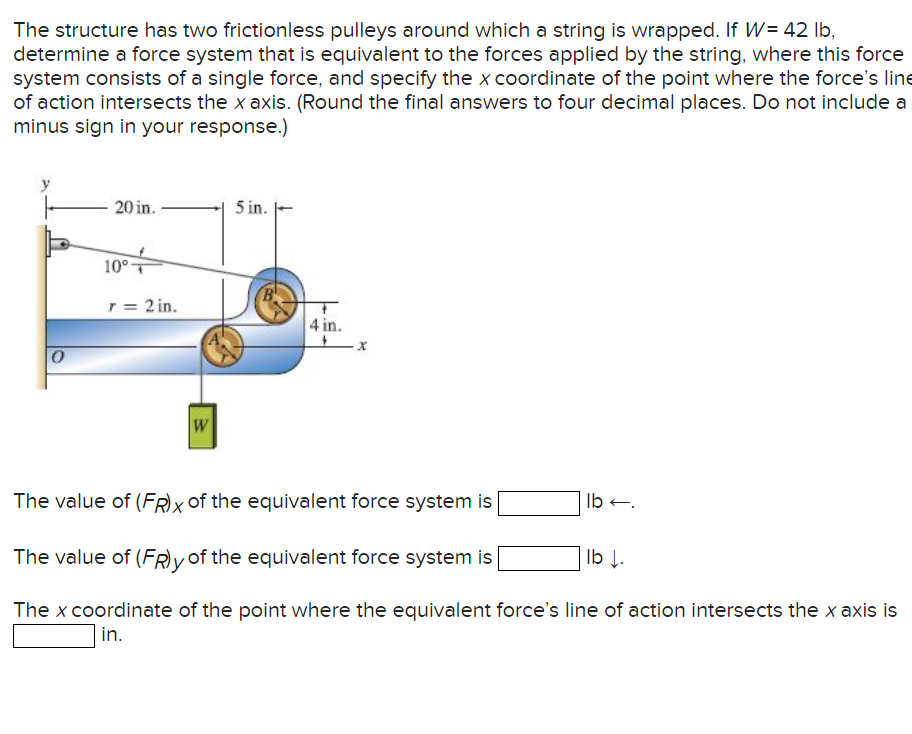 [SOLVED] The structure has two frictionless pulleys around which a string is | SolutionInn