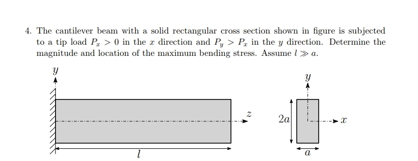 [SOLVED] The cantilever beam with a solid rectangular cross section shown in | SolutionInn