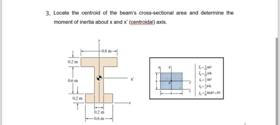 [Solved] Locate the centroid of the beam's cross - sectional area and | SolutionInn