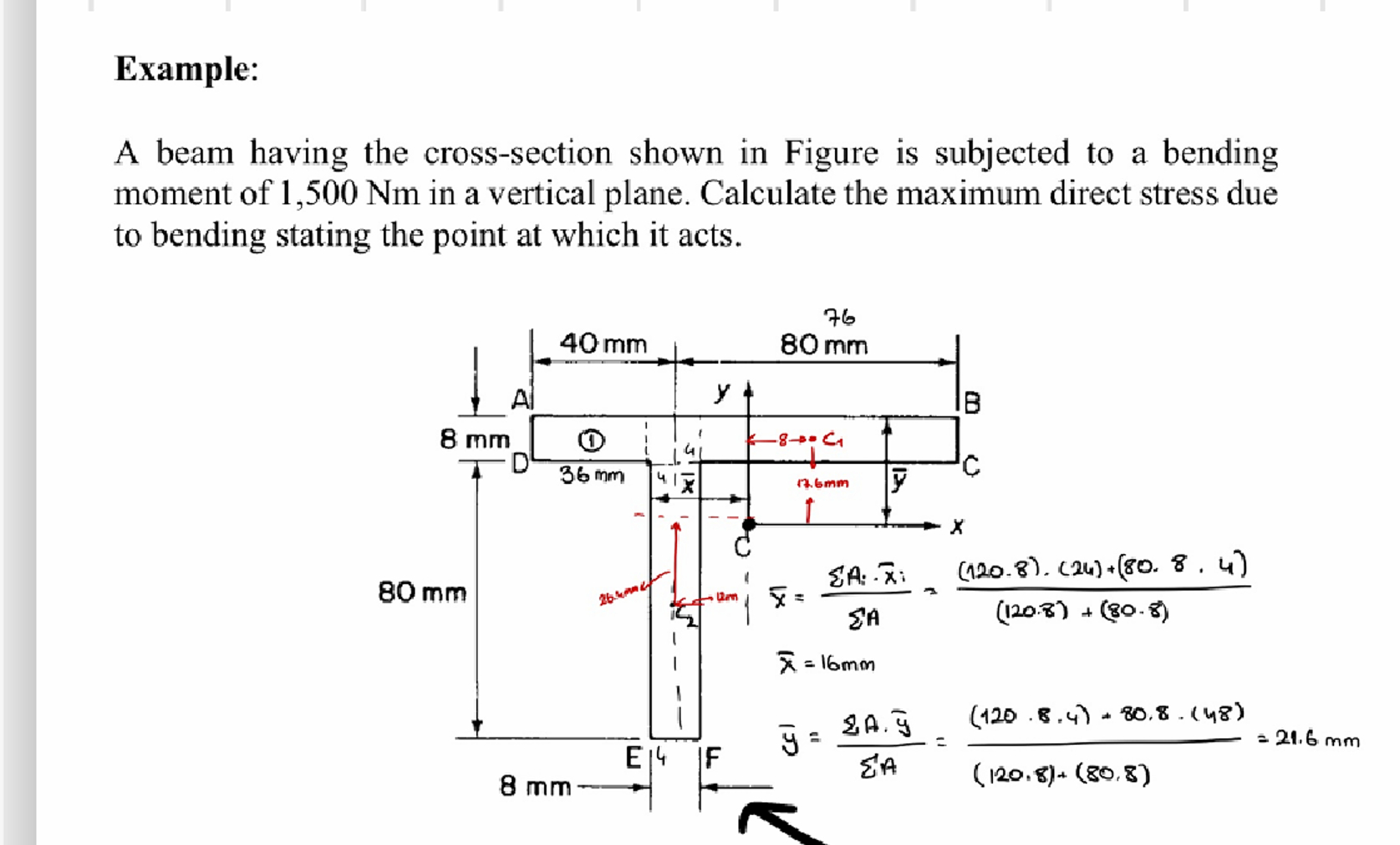 [SOLVED] Example: A beam having the cross - section shown in Figure | SolutionInn