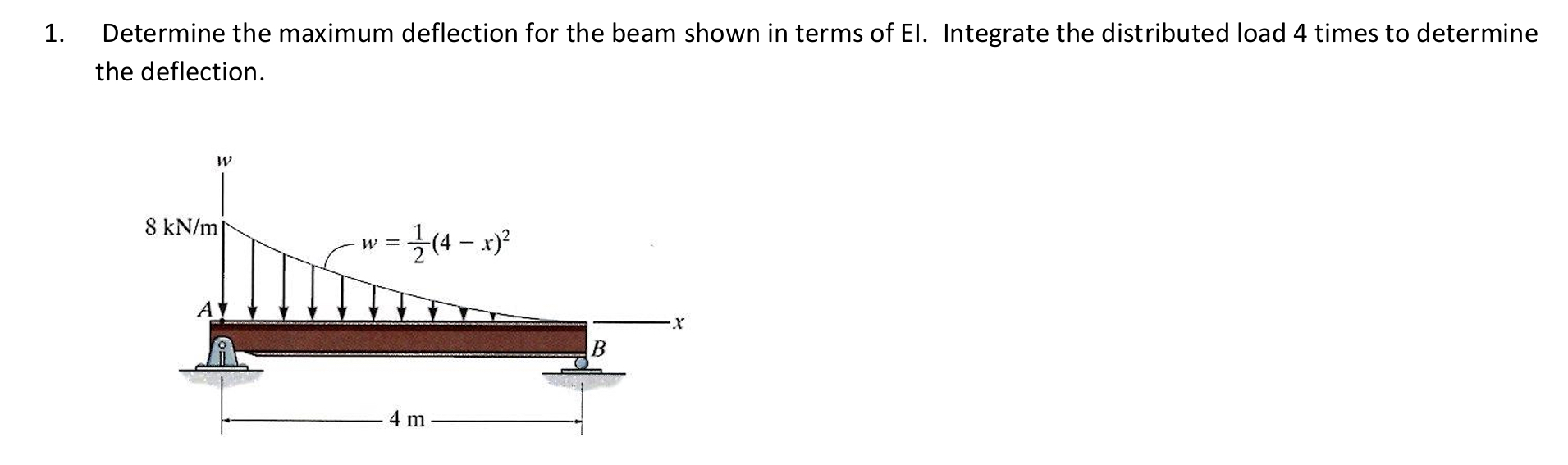 [SOLVED] Determine the maximum deflection for the beam shown in terms of | SolutionInn