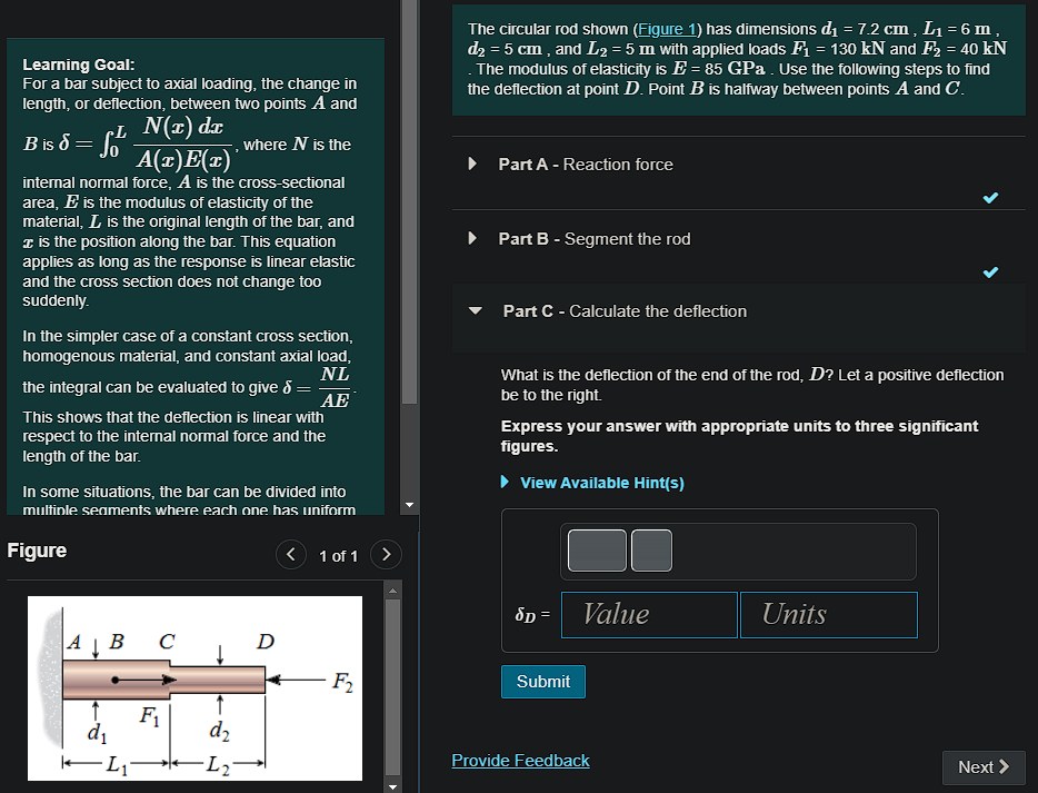[SOLVED] The circular rod shown ( Figure 1 ) has dimensions d | SolutionInn