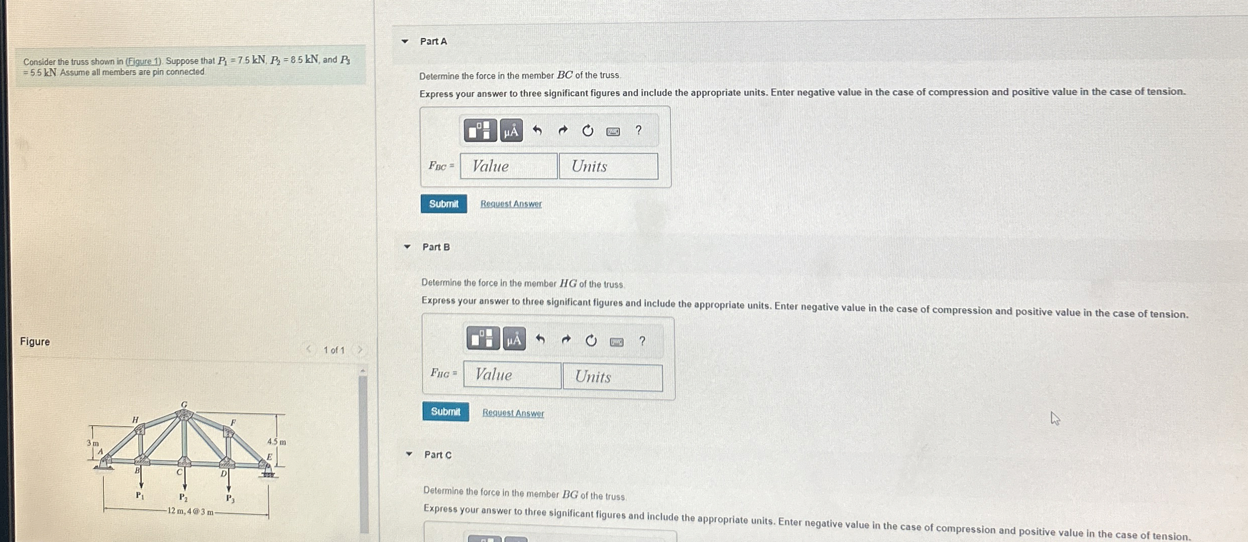 [SOLVED] Consider the truss shown in ( Figure 1 ) . Suppose | SolutionInn