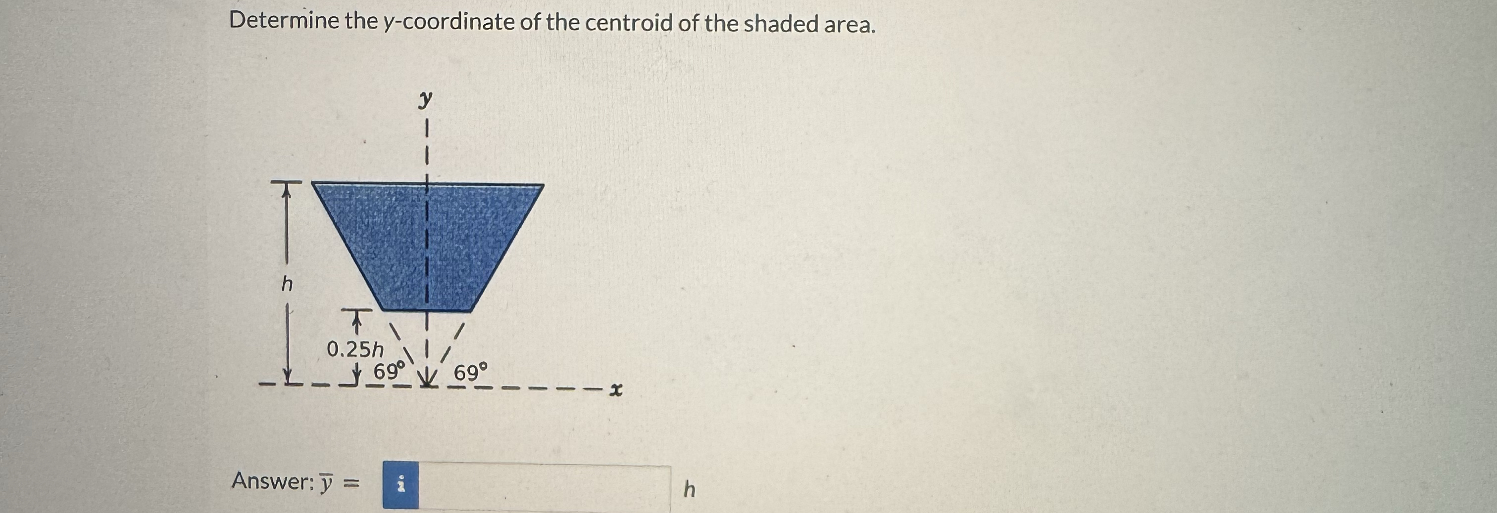 [SOLVED] Determine the y - coordinate of the centroid of the shaded | SolutionInn