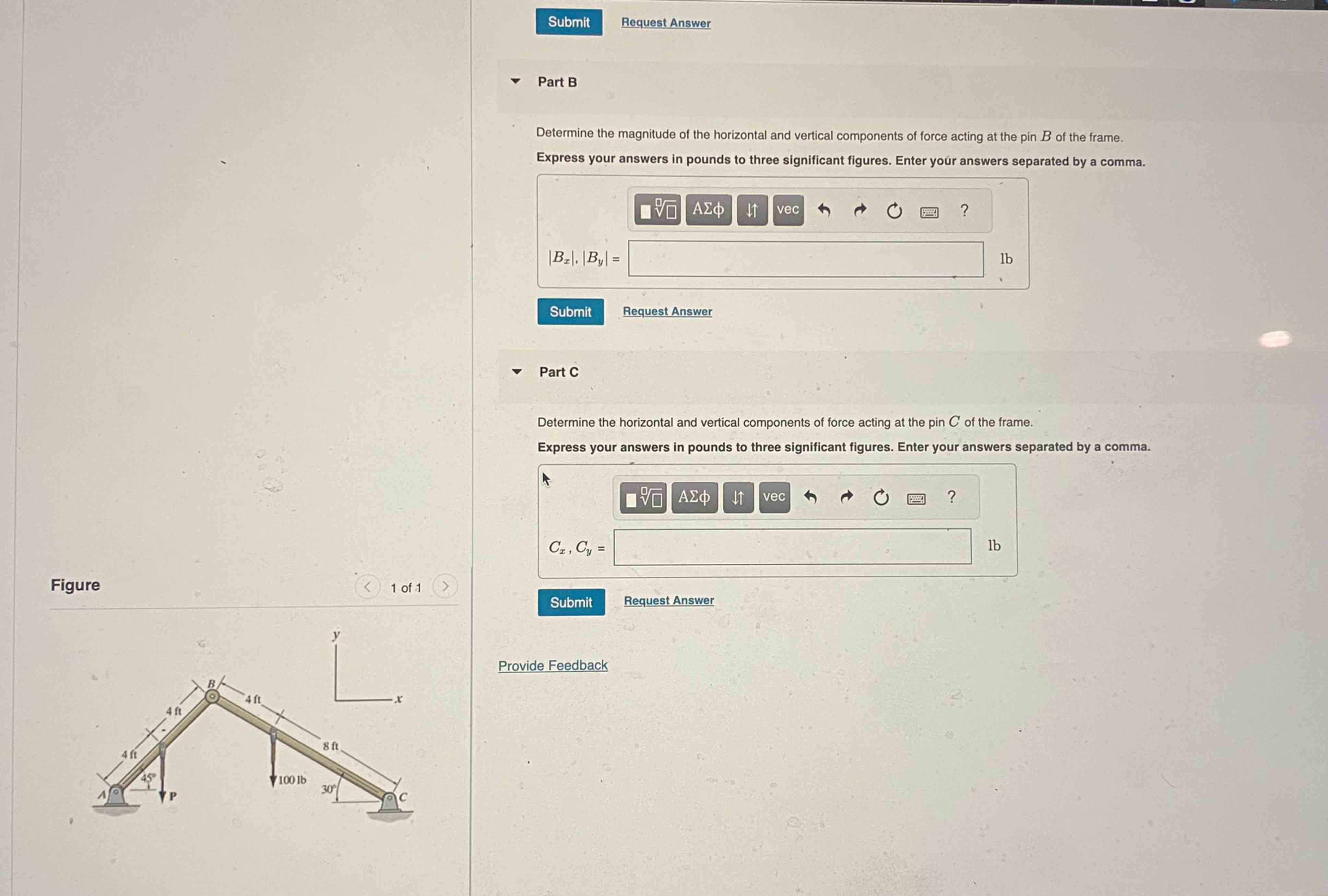 [SOLVED] Determine the magnitude of the horizontal and vertical components of force | SolutionInn