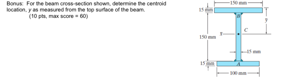 [SOLVED] Bonus: For the beam cross - section shown, determine the centroid | SolutionInn