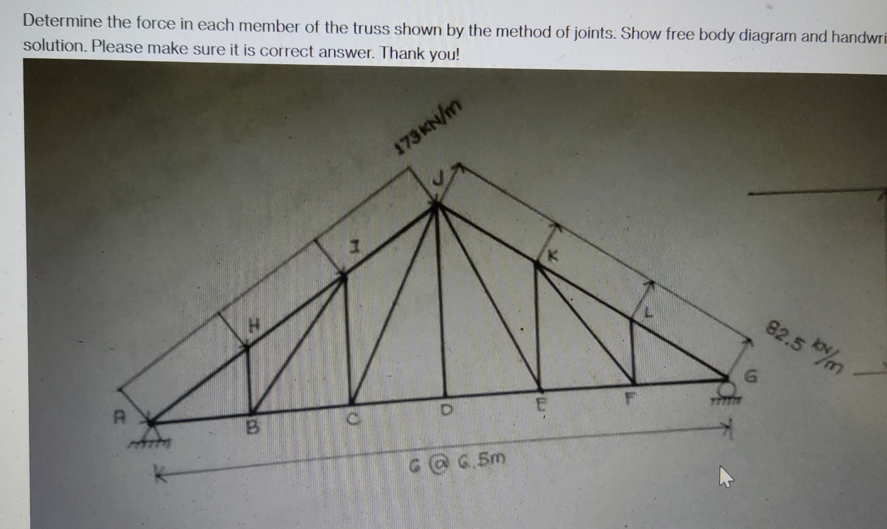 [SOLVED] Determine the force in each member of the truss shown by | SolutionInn