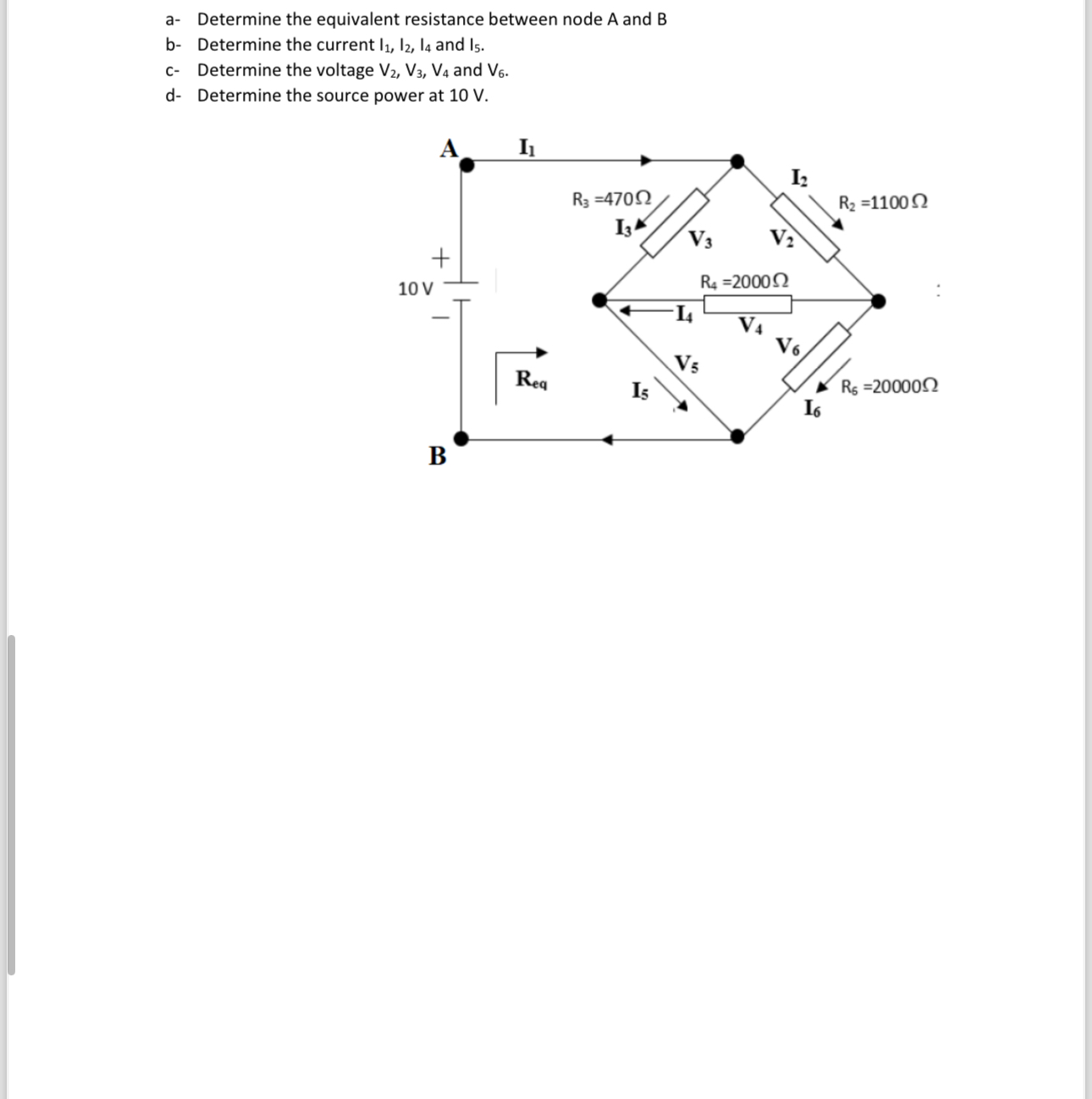 [SOLVED] a - Determine the equivalent resistance between node A and B | SolutionInn