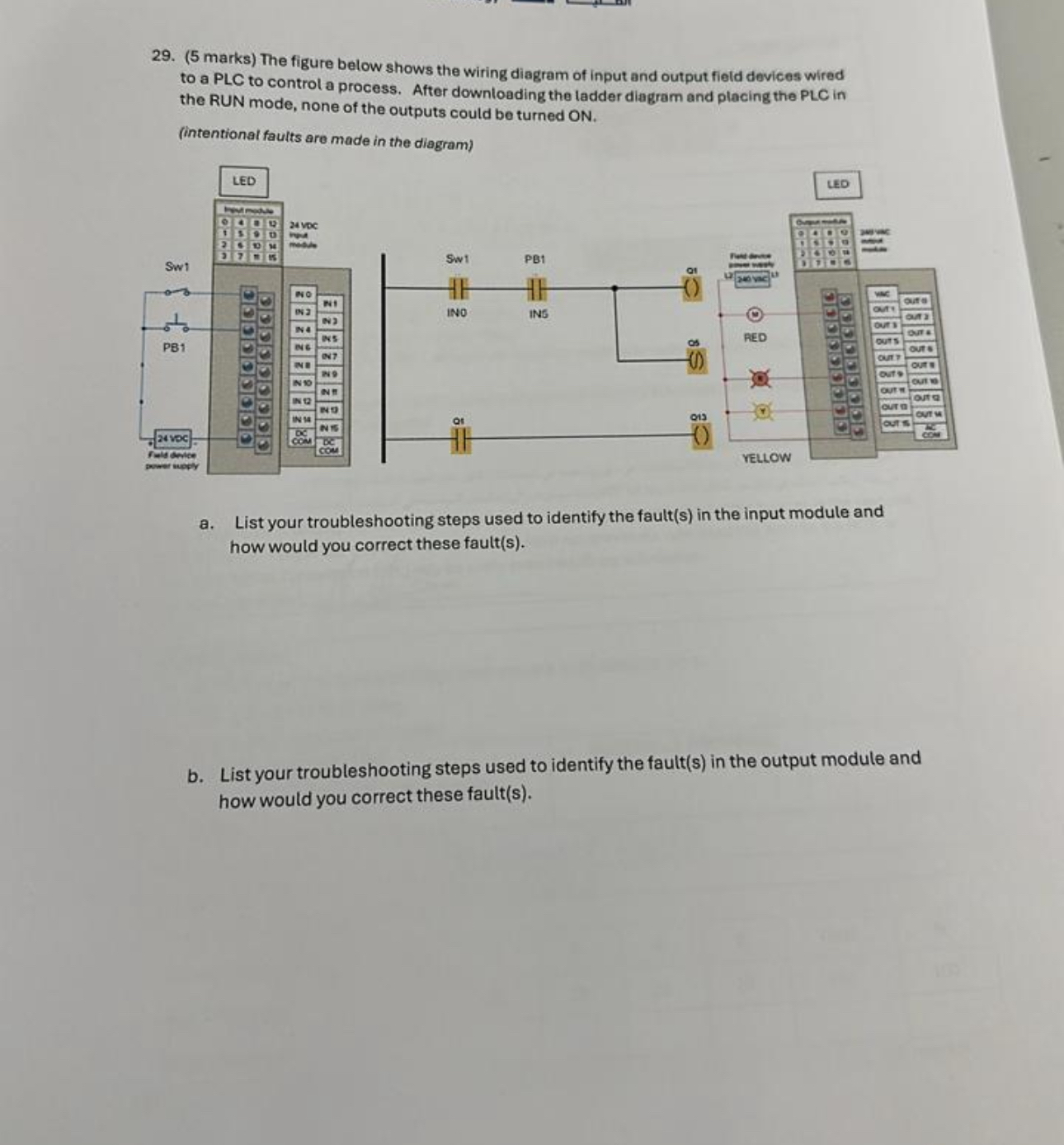 [SOLVED] ( 5 marks ) The figure below shows the wiring diagram | SolutionInn