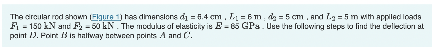 [SOLVED] The circular rod shown ( Figure 1 ) has dimensions d | SolutionInn
