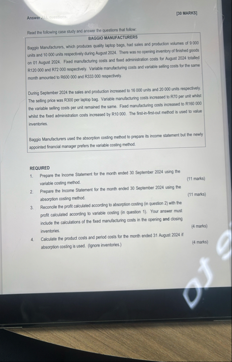 [SOLVED] Answer. [ 3 0 MARKS ] Read the following case study | SolutionInn