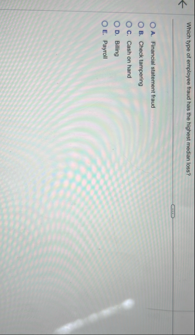 [SOLVED] Which type of employee fraud has the highest median loss? A ...