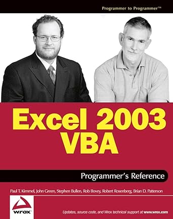 Excel 2003 Vba Programmers Reference 1st Edition Kimmel PDF | Solutioninn.com