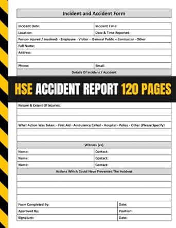 Hse Accident Report Book A4 Hse Compliant Accident And Incident Record ...