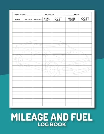 Mileage And Fuel Log Book Simple Gas Gasoline Expense Tracker Notebook ...