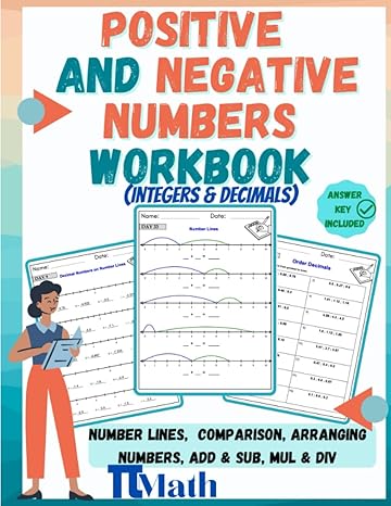 PI MATH Positive And Negative Numbers Workbook Integers And Decimals Number Lines Comparison ...