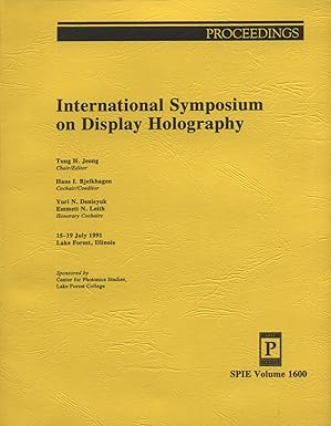 International Symposium On Display Holography 1st Edition Jeong PDF ...