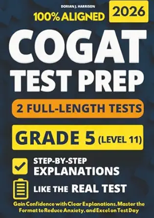 Cogat Grade 5 Test Prep With 2 Full Length Practice Exams Gain ...