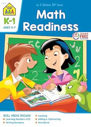School Zone Math Readiness Workbook 32 Pages Kindergarten 1st Grade ...