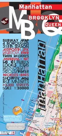 Terramaps Manhattan Brooklyn Queens Street Maps Subway Glossy Paper ...